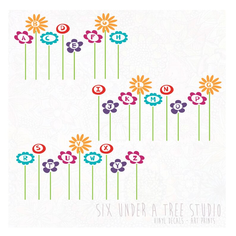 ABC Flower Garden Wall Vinyl Decals Art Graphics Stickers - Etsy