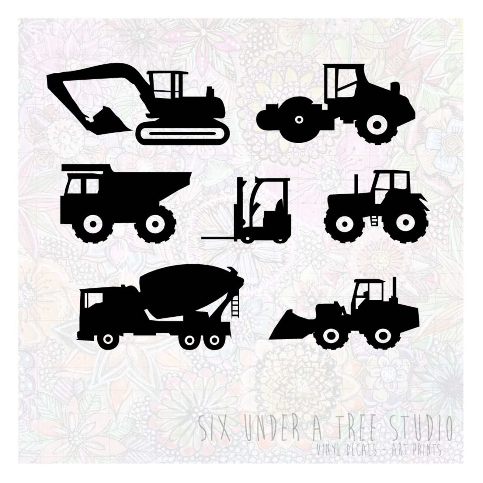 Construction Trucks Vol 1 Wall Vinyl Decals Art Graphics - Etsy