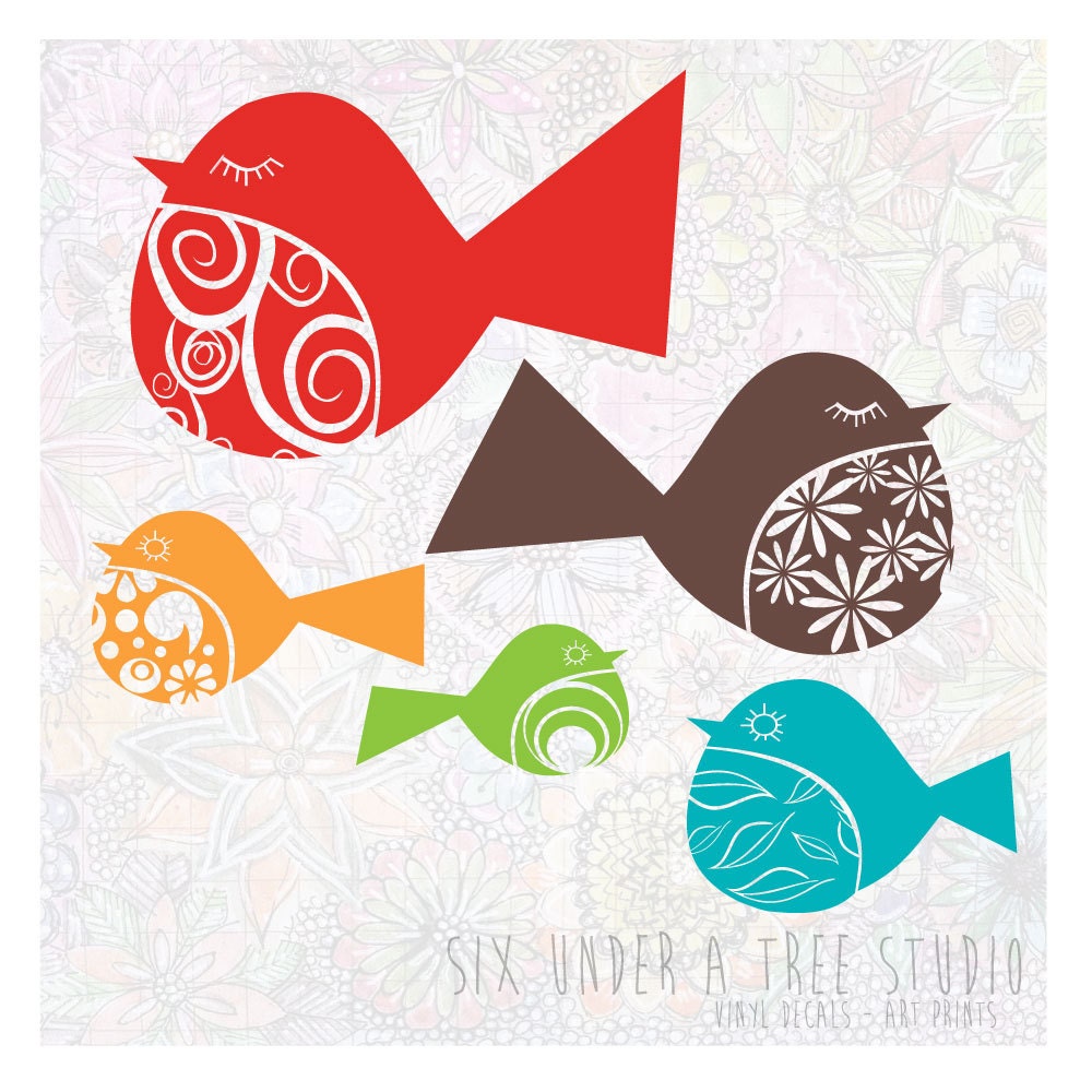 Fancy Birds Wall Vinyl Decals Art Graphics Stickers - Etsy