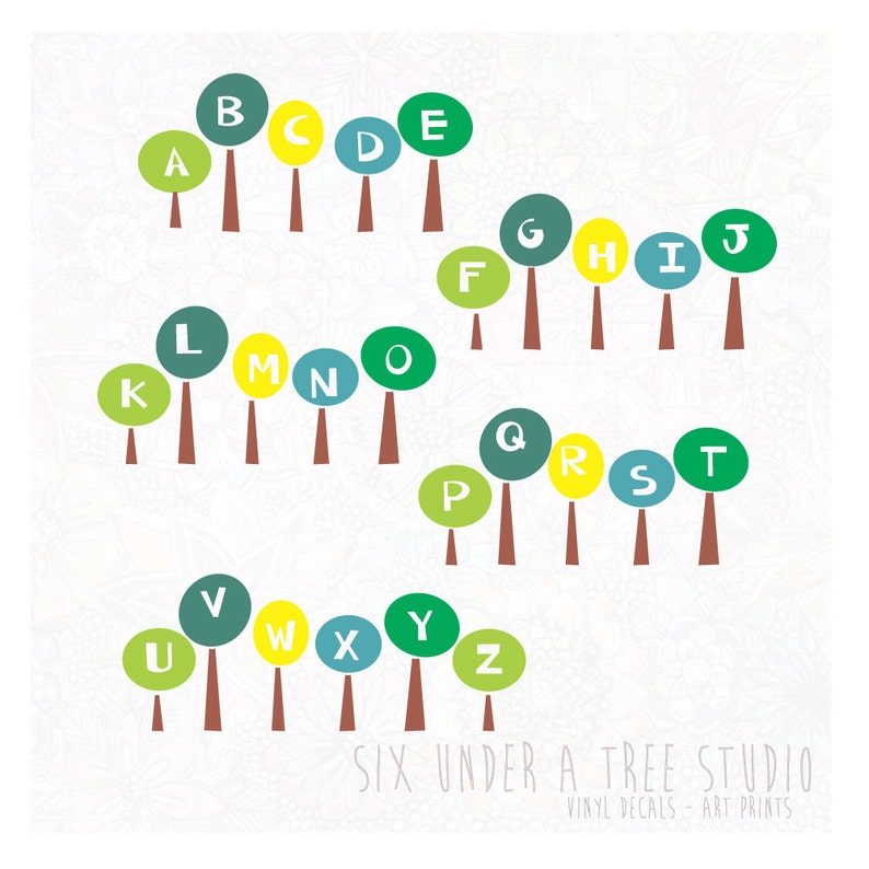ABC Trees Wall Vinyl Decals Art Graphics Stickers - Etsy