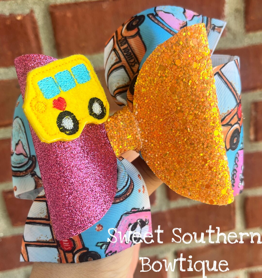 Back to School Bus Pinwheel Hair Bow - Etsy