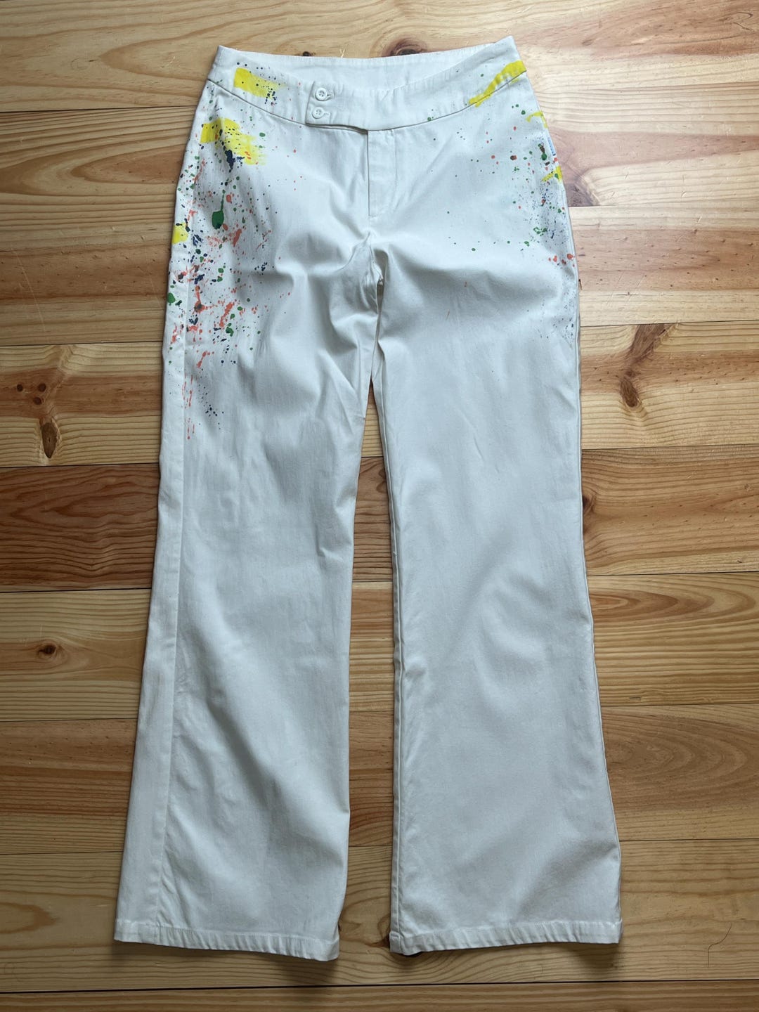 Artistic White Women's Paint Splatter Pants - Trendy Casual Fashion ...