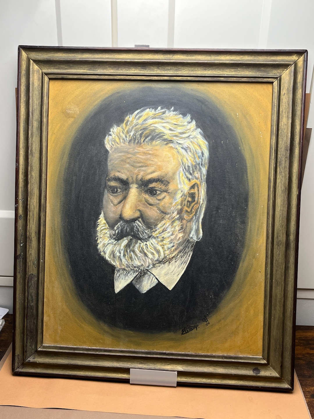 Charming Vintage Portrait Painting | Ernest Hemingway Style Art in Gold ...
