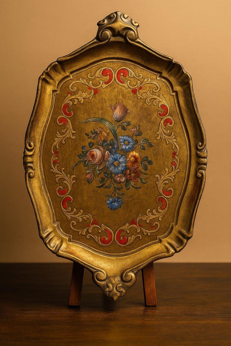 Vintage Florentine Gilt Tray: 1960s Italian Floral Decor - Etsy