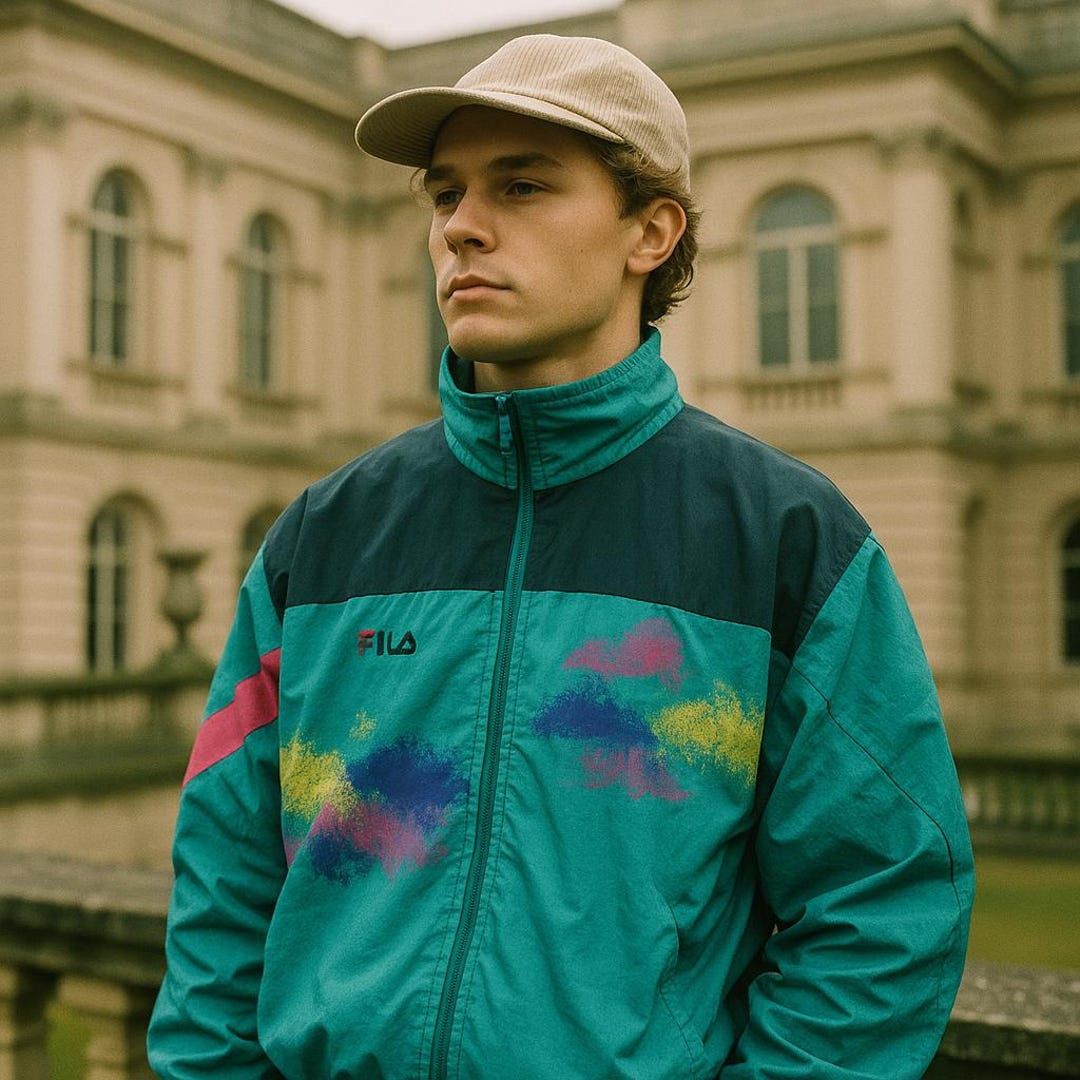 FILA Windbreaker Jacket 90s Teal Neon Track Jacket Vintage Colorblock ...