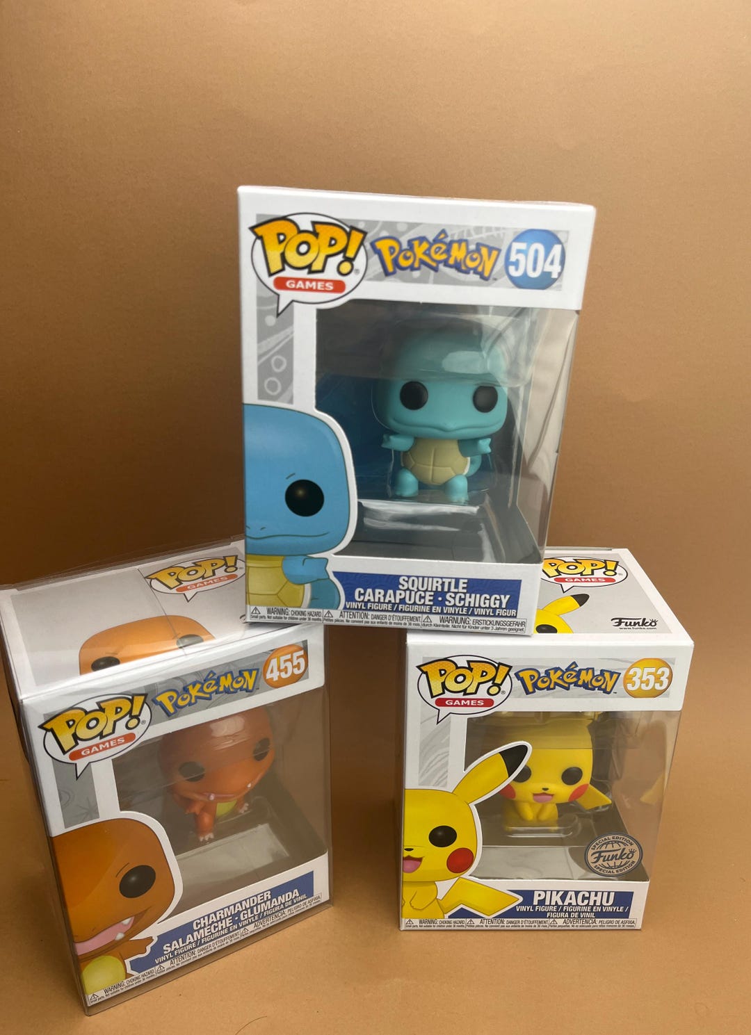 Funko Pop Pokemon Starter Set Pikachu, Charmander & Squirtle Vinyl ...