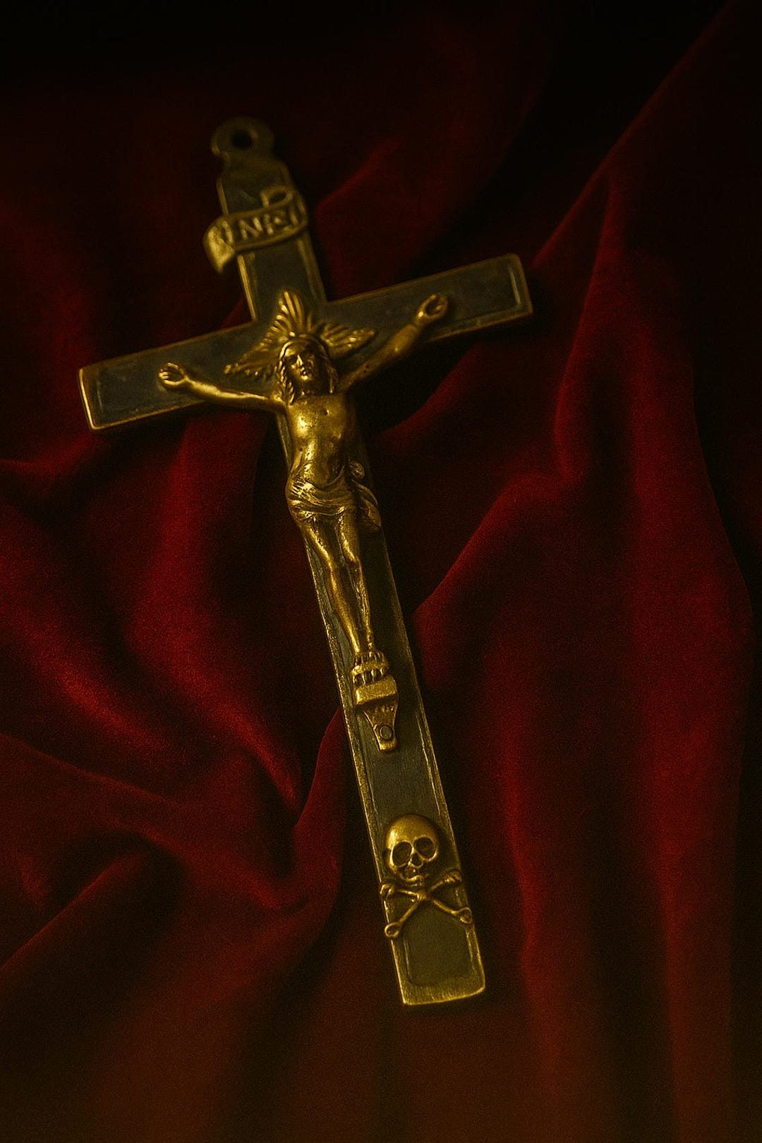 1920s Art Deco Crucifix | 4-inch Blue Skull | Museum-quality Gothic ...