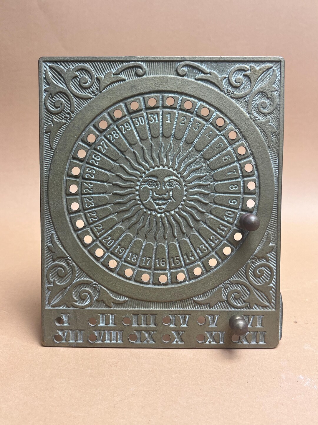 Vintage Cast Iron Perpetual Calendar | Sun Dial Desktop | Retro ...