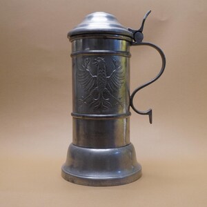 Vintage German Pewter Tankard With Lid • 1970s Elegant Antique Drinking ...