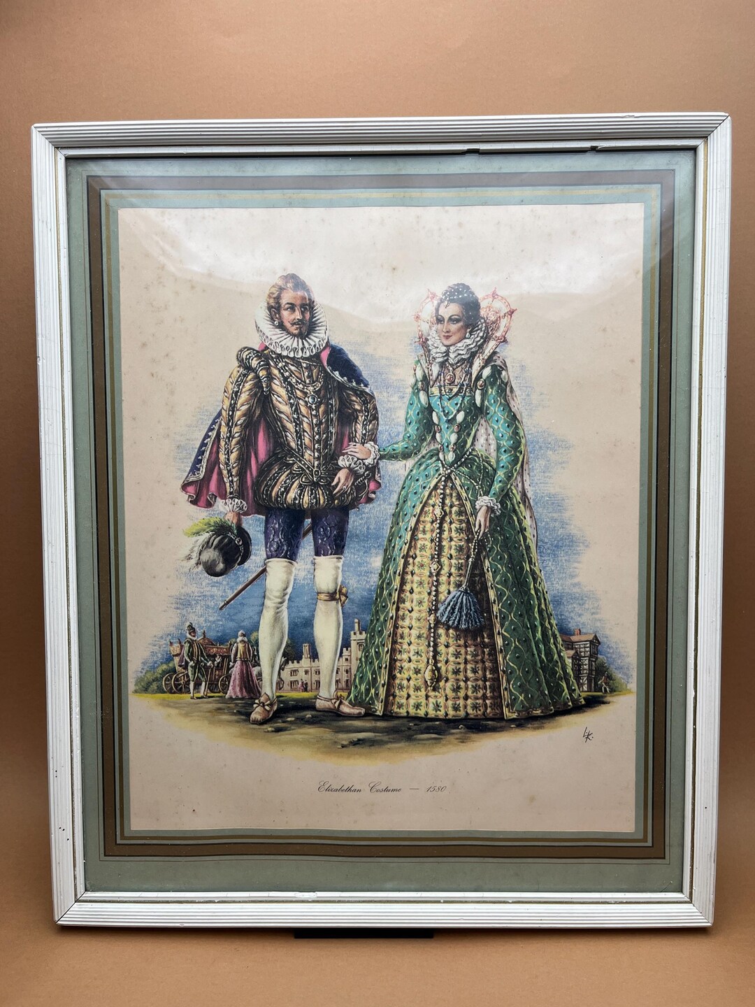 Vintage Elizabethan Couple Print | Old English Traditional Costumes ...