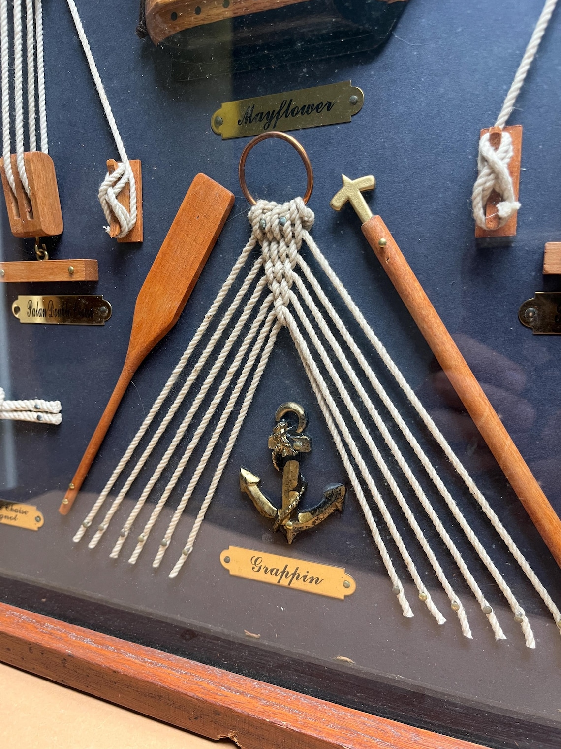 Vintage Nautical Knot Board: Mayflower Ship Model Shadow Box, Coastal ...