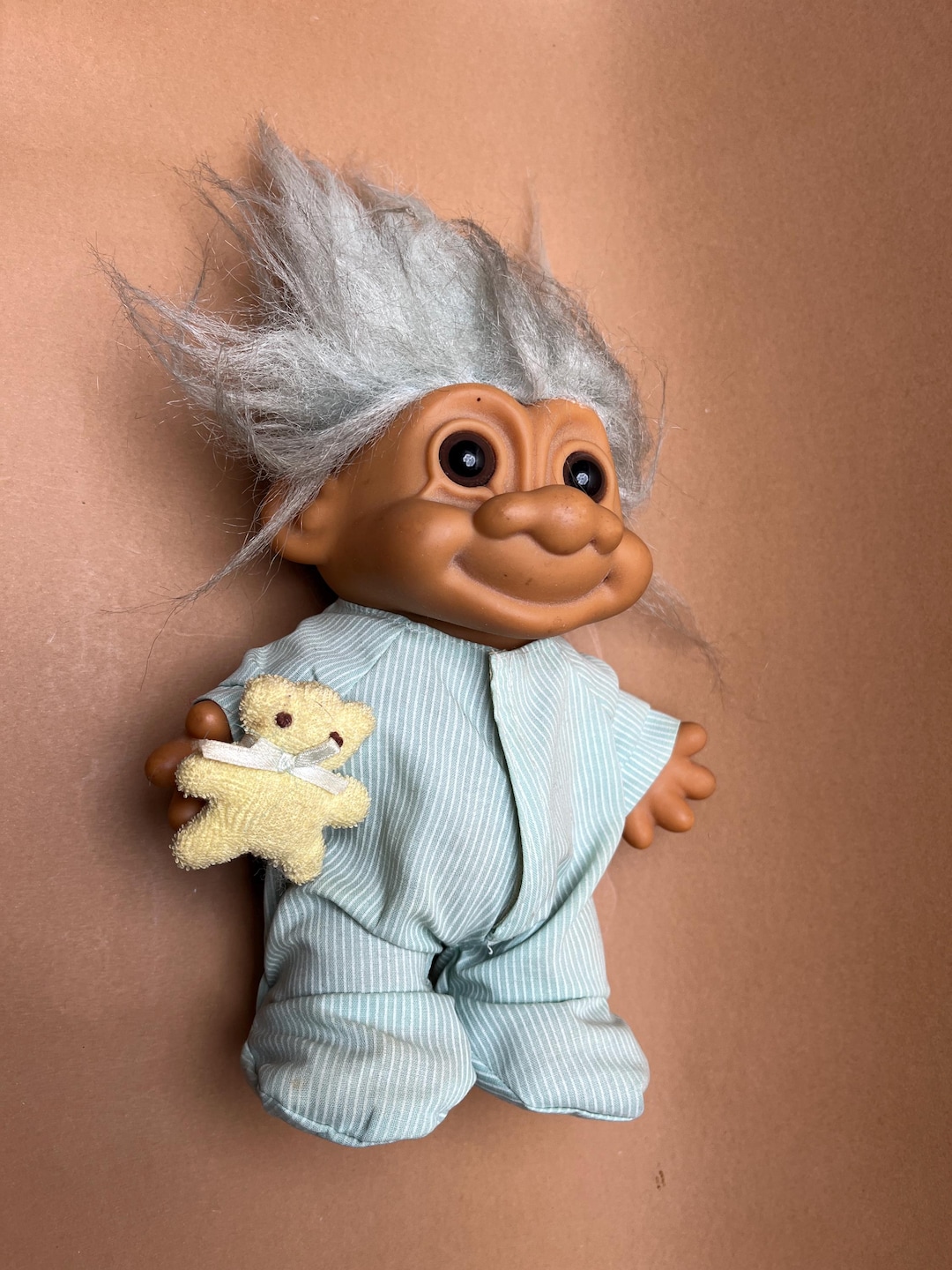 Vintage Russ Troll Doll 7.5" Bedtime Boy | Pajamas & Teddy Bear | 1990s ...