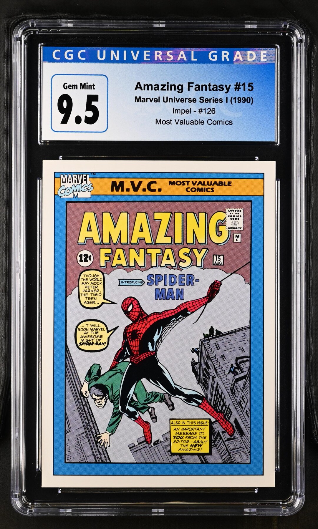 Graded Marvel Spider-man Trading Card 1990 Series CGC 9.5 MT Rare ...