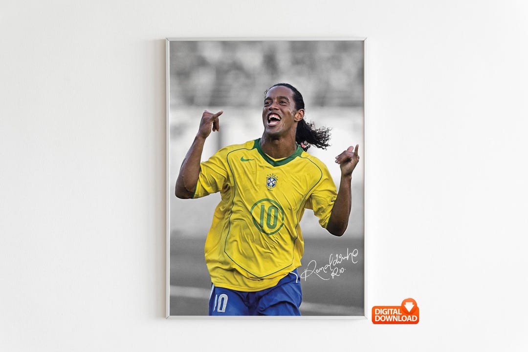 Ronaldinho Poster, Brazil Poster,, Soccer Poster, Office Wall Art ...