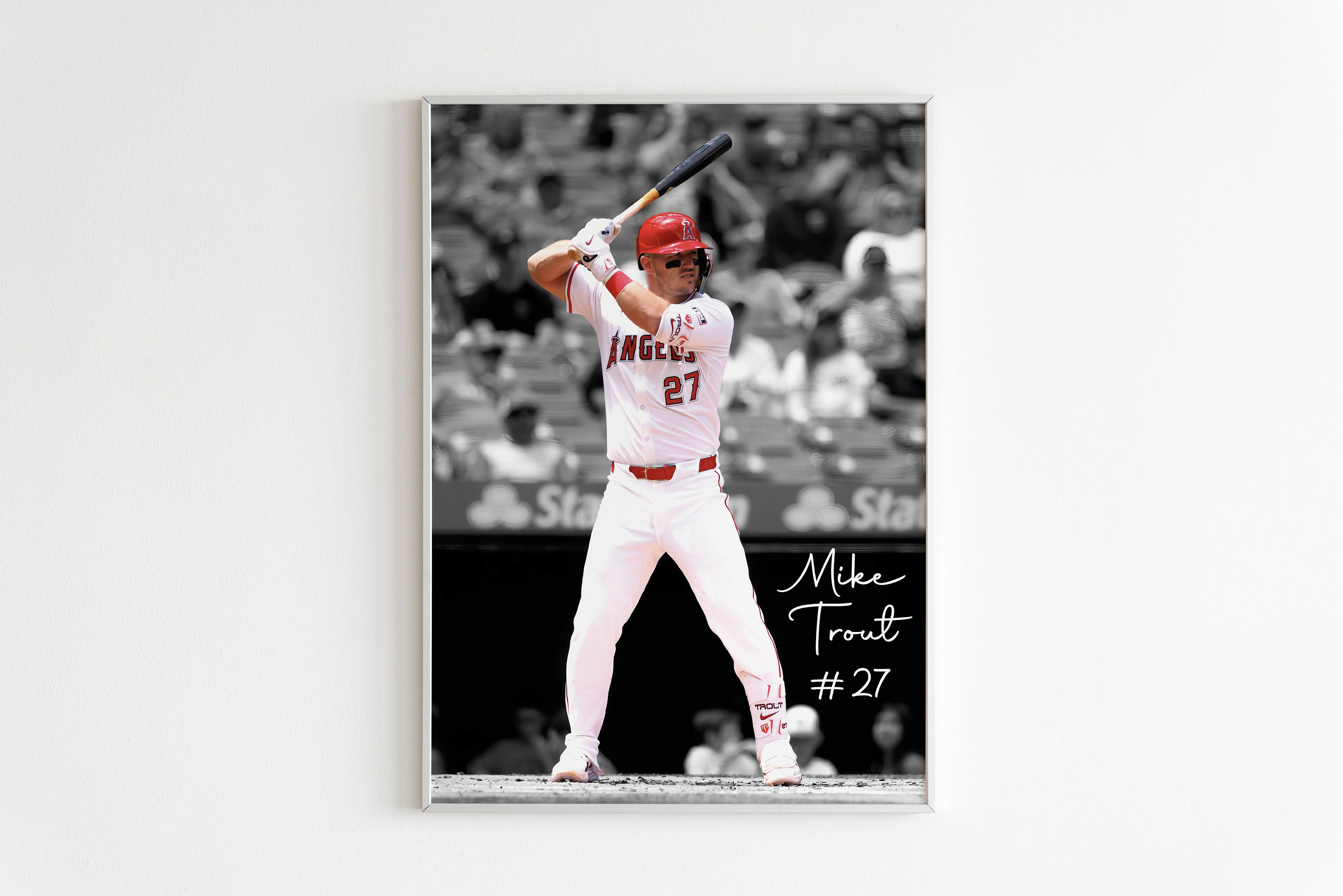 Mike Trout Poster, Los Angeles Angels, Sports Poster, Baseball Fan Gift ...