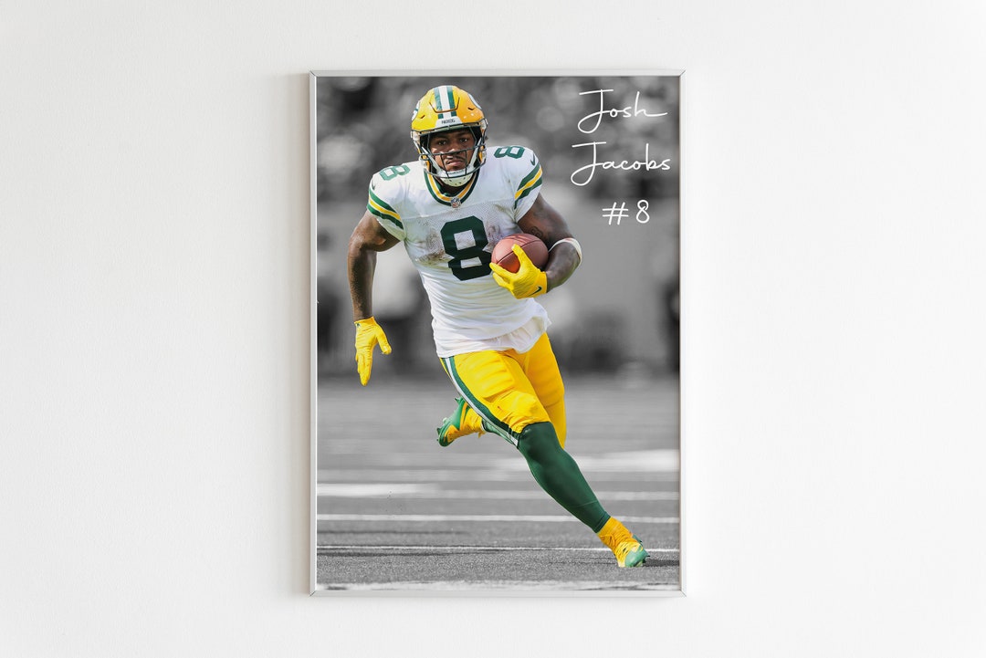Josh Jacobs Poster, Green Bay Packers Poster,, Bedroom Decor, Wall Art ...