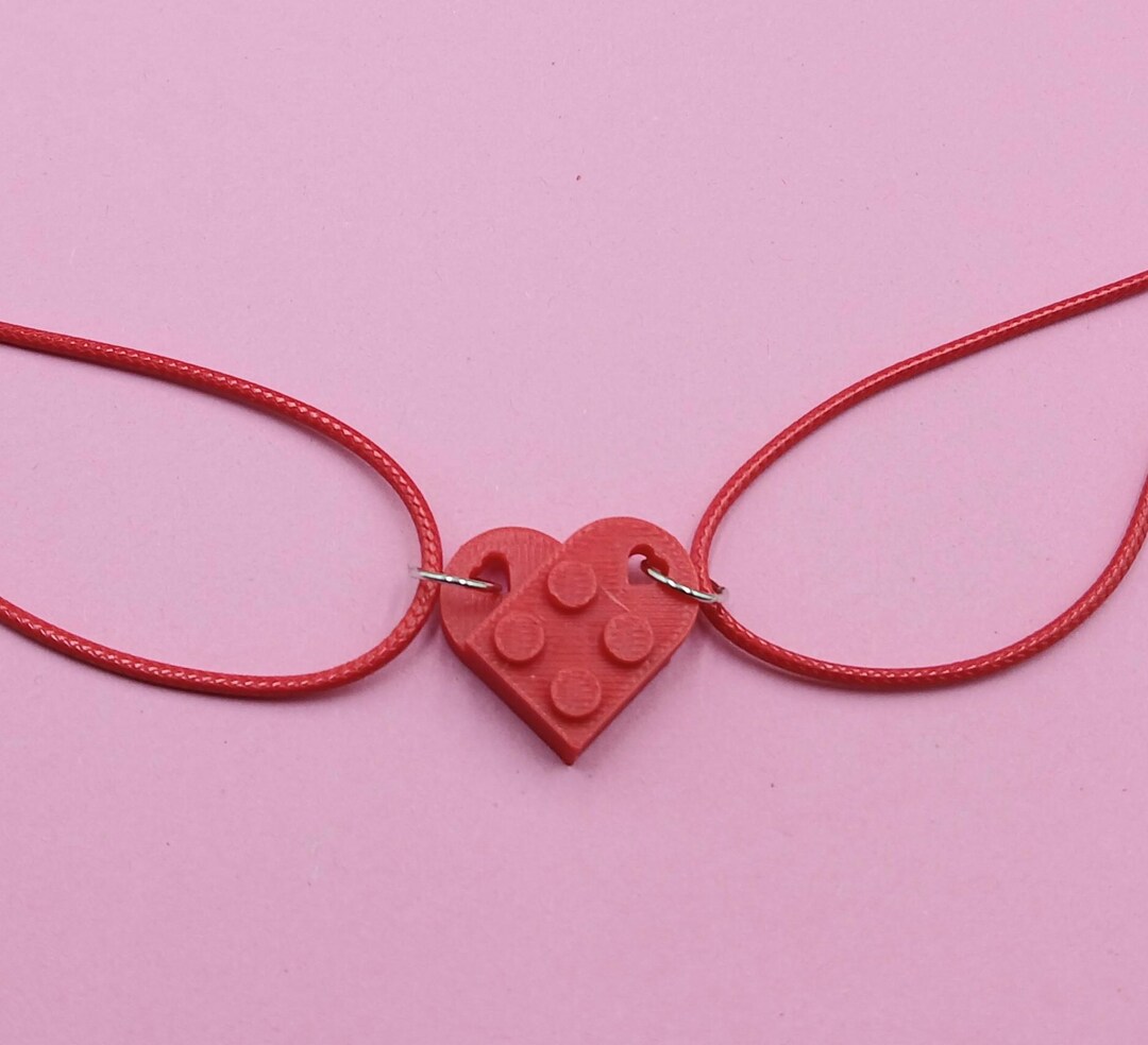 3D Printed Lego Jewellery Lego Heart Friendship Necklaces in Red. - Etsy UK