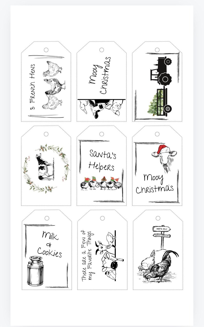 Farm Christmas Gift Tags - Etsy