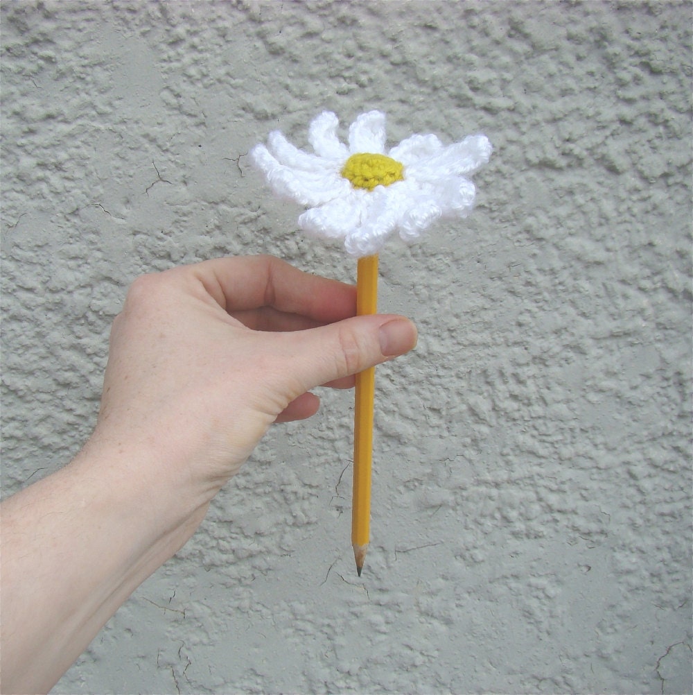 Daisy Flower Pencil Topper Crochet Pattern Yarn Bombing Pattern - Etsy