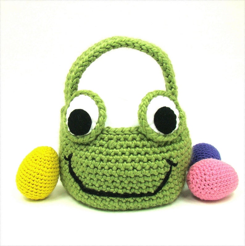 Frog Basket Crochet Pattern, Trick or Treat Basket, Easter Basket, PDF ...
