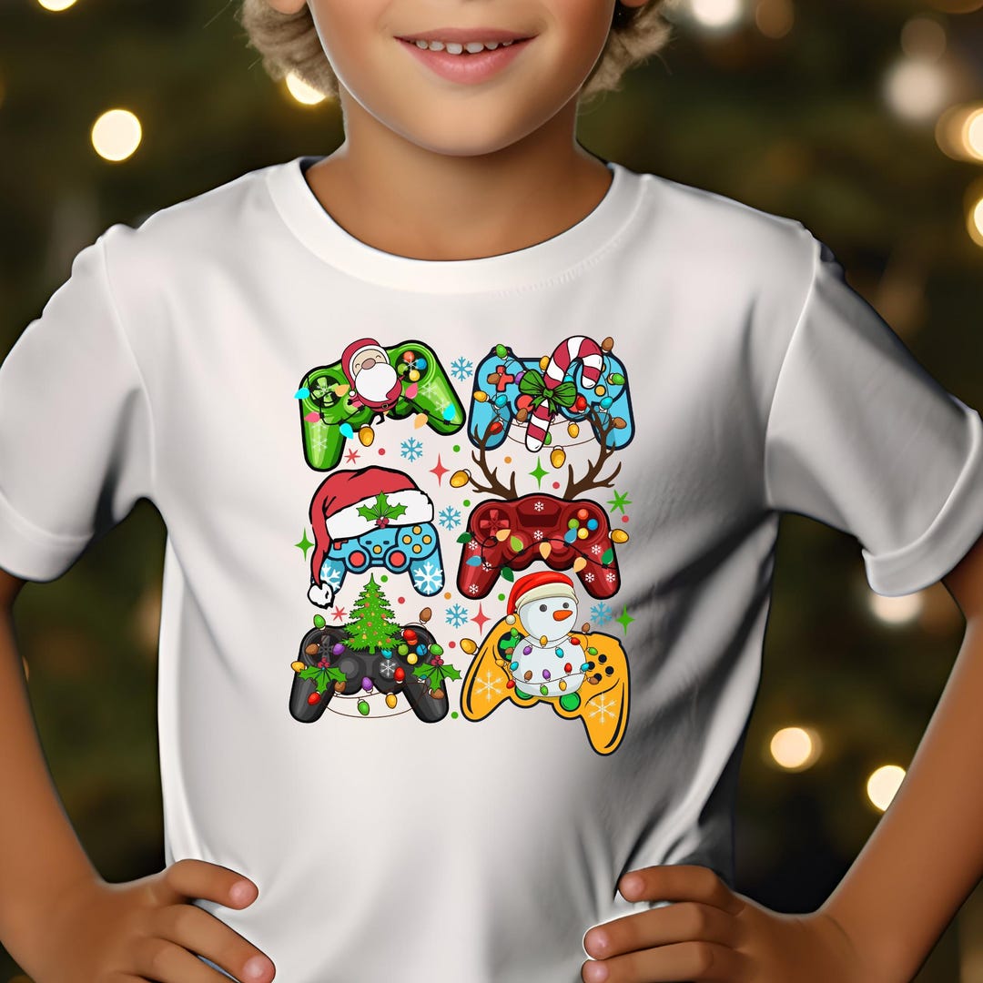 Video Game Remote Christmas Kids T-shirt Holiday Shirt for Boys & Girls ...