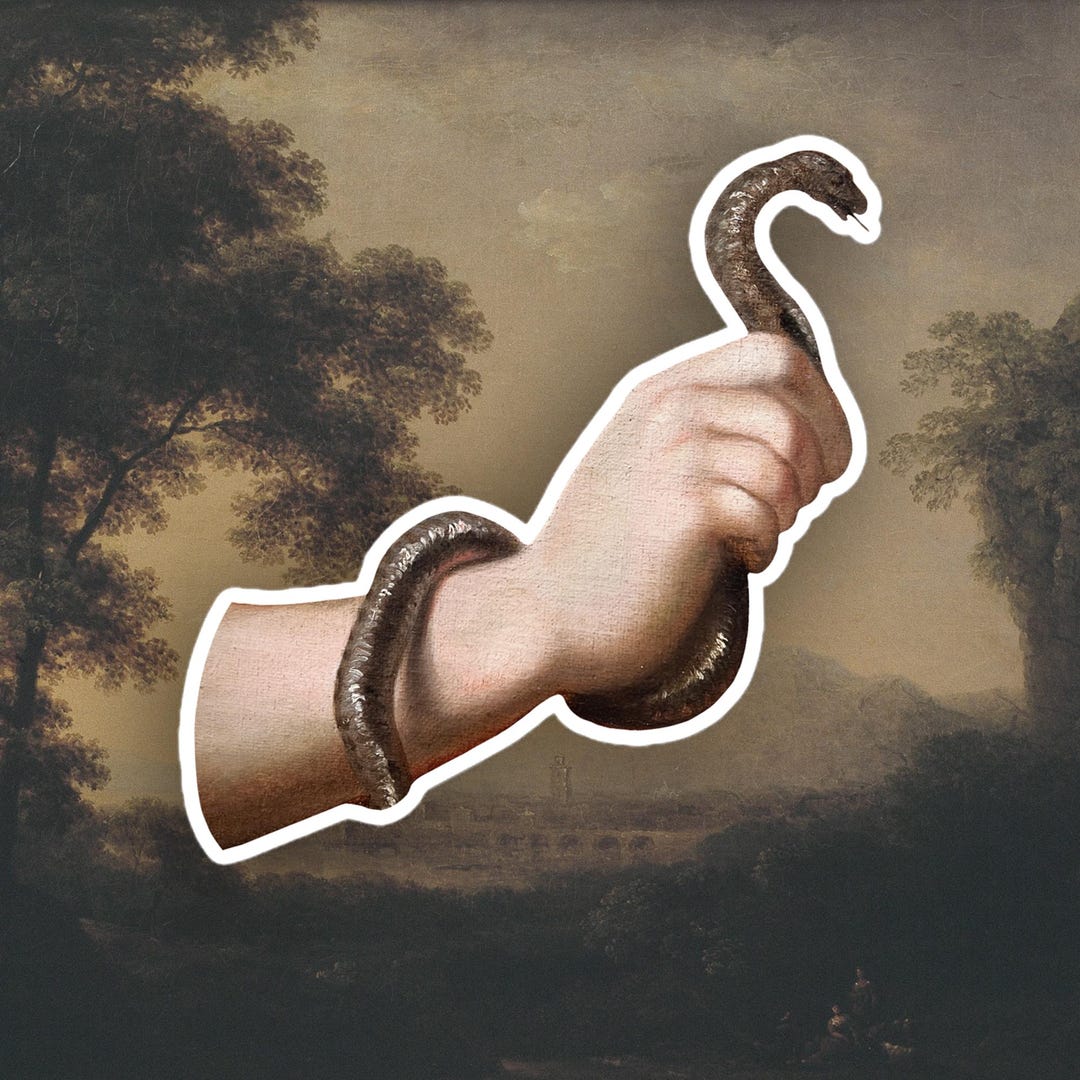 Renaissance Hand With Snake Sticker, Renaissance Sticker, Art Sticker ...