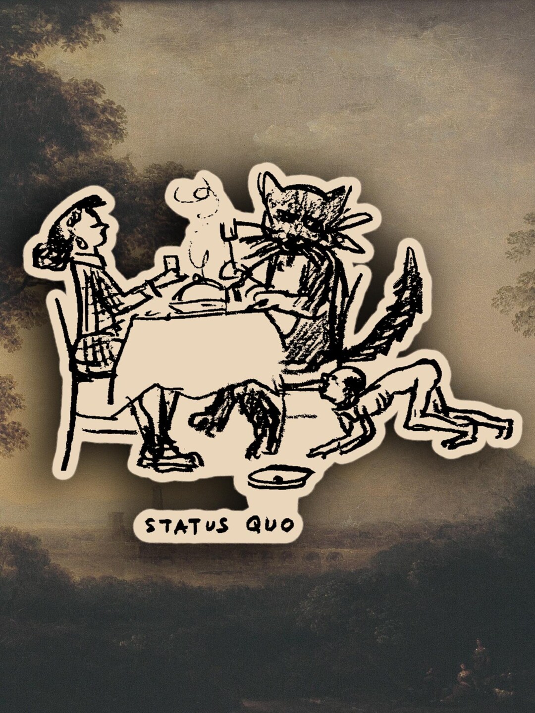 Edward Hopper - Status Quo Sticker, Cat Art Meme Sticker - Etsy
