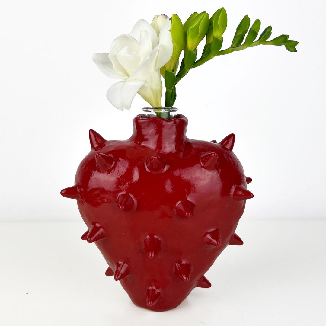 Handmade Spiked Heart Vase, Original Art Object, Heart Bud Vase - Etsy