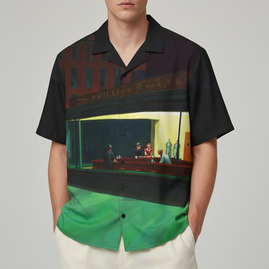 Unisex Edward Hopper - Nighthawks Button up Shirt, Art Button up Shirt ...