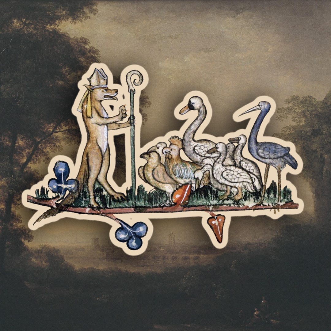 Weird Medieval Sticker, Meme Sticker, Funny Priest Dog and Birds ...