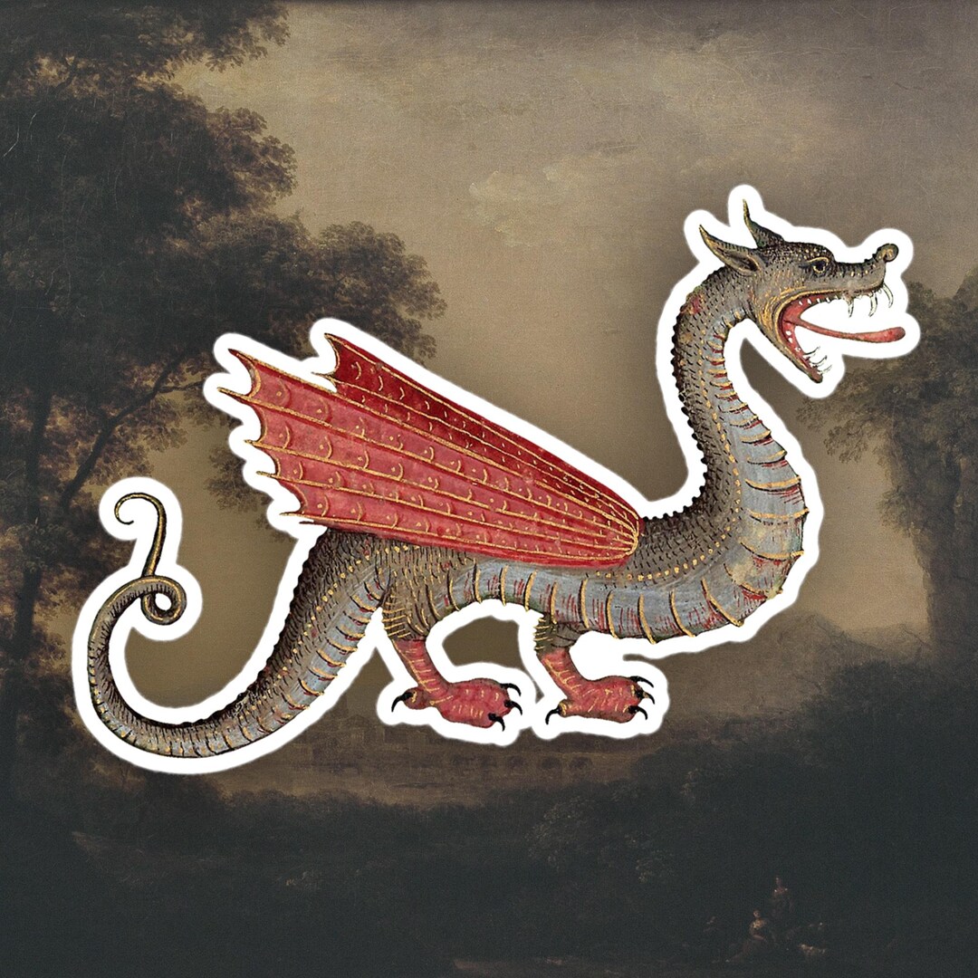 Weird Medieval Dragon Art Sticker, Funny Sticker - Etsy