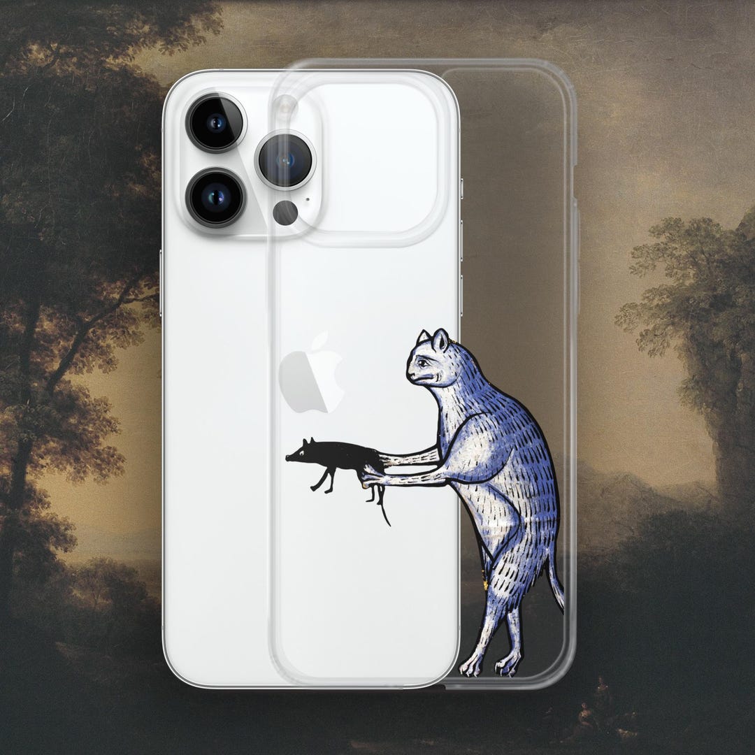 Weird Medieval Cat With Rat iPhone Case, Medieval Marginalia Clear Case ...