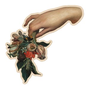 Renaissance Hand With Flowers Sticker, Classic Art Sticker - Etsy