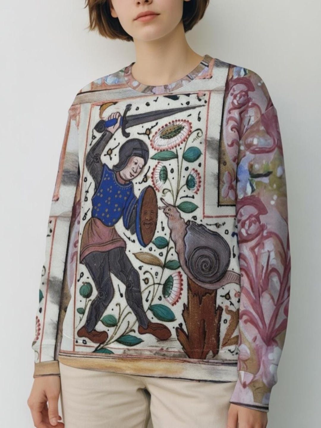 Unisex Recycled Weird Medieval Knight Fighting Snail Sweatshirt ...