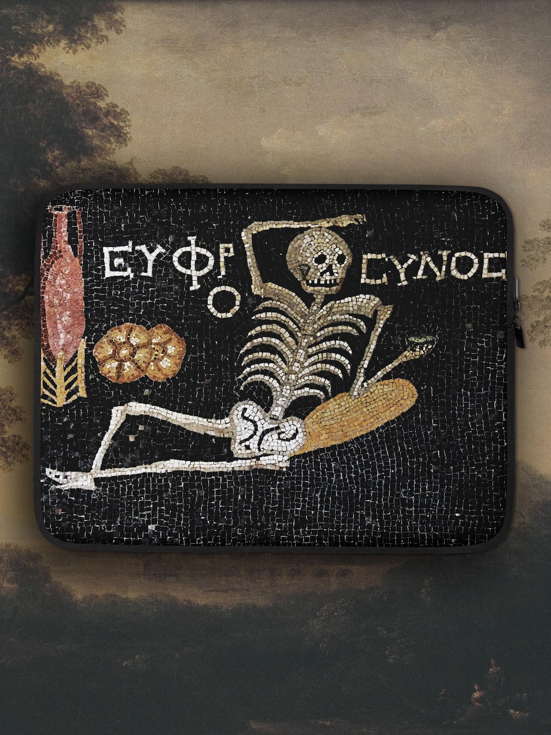 Cheery Laid-back Ancient Skeleton Laptop Case, Be Cheerful, Enjoy Your ...