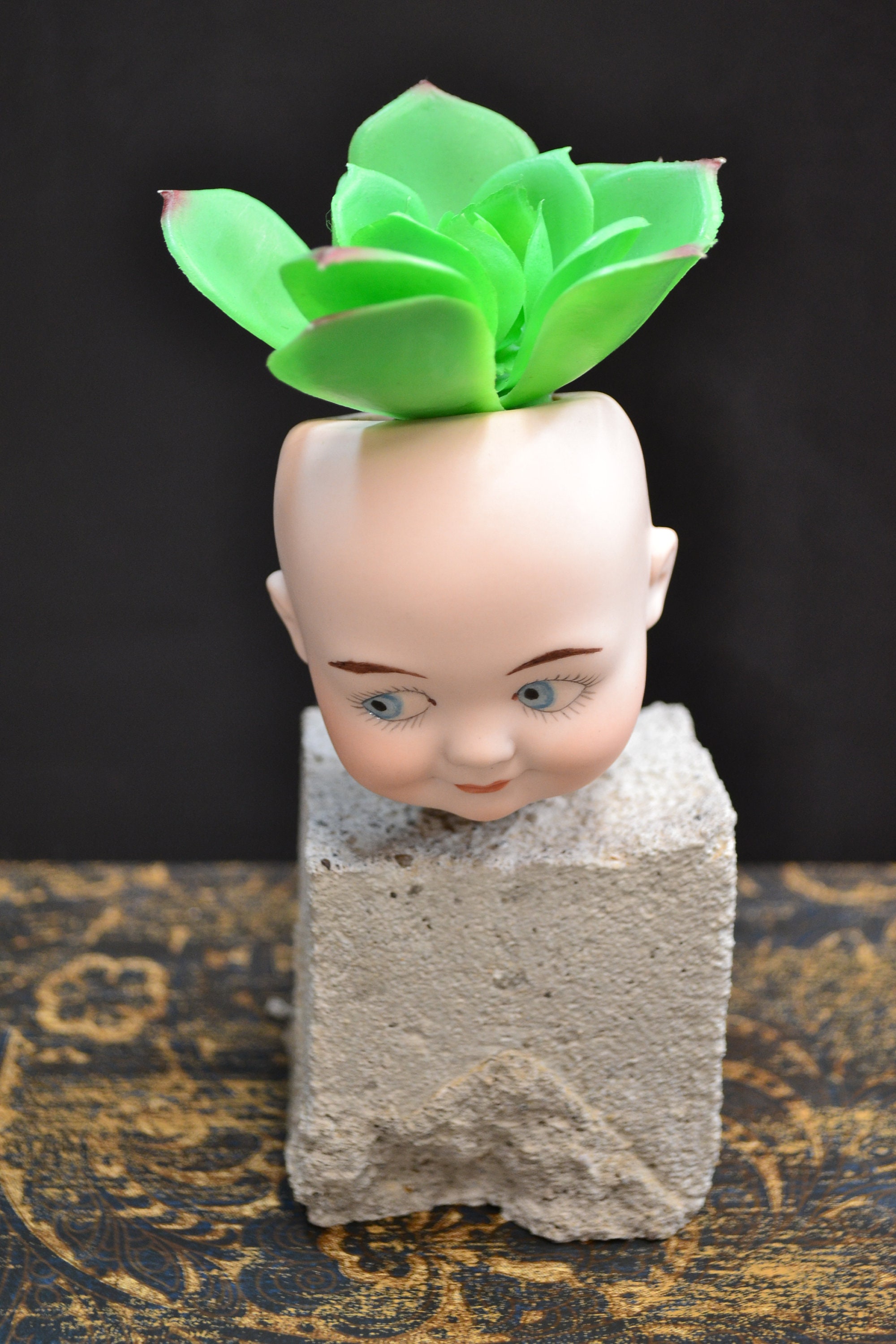 Vintage Porcelain Doll Head Vase for Dry Flowers, Air Plants or Fake ...