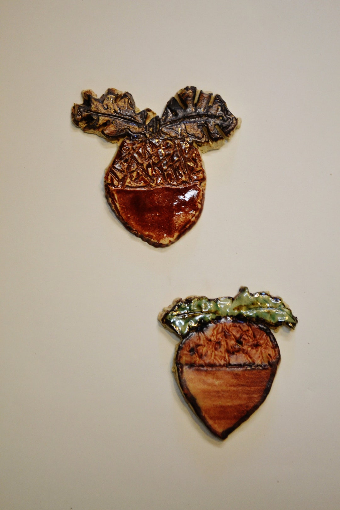 Handcrafted Ceramic Acorn Tiles: Whimsical Home Decor (set of 2) - Etsy