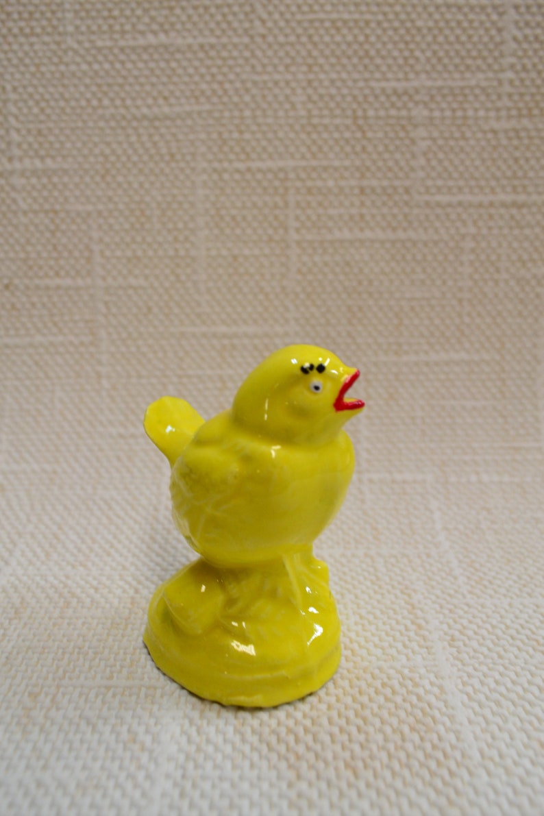 Handcrafted Ceramic Bright Yellow Bird Figurine Using Vintage Clay ...