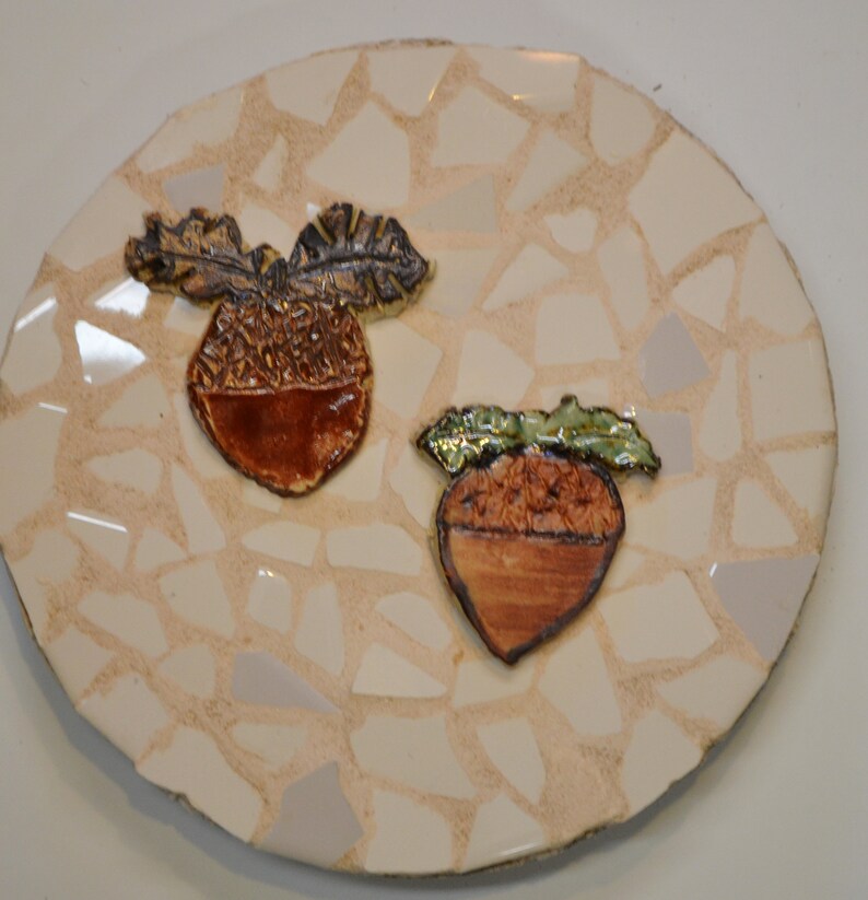 Handcrafted Ceramic Acorn Tiles: Whimsical Home Decor (set of 2) - Etsy