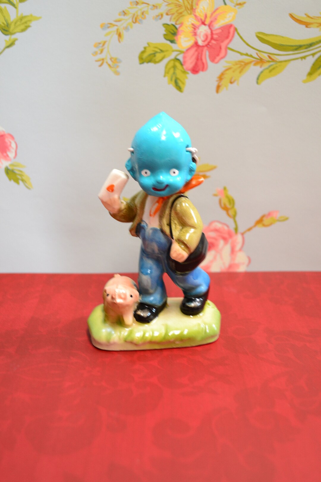 Hummel-like Boy Figurine: OOAK Ceramic Mask, Desk Decor - Etsy