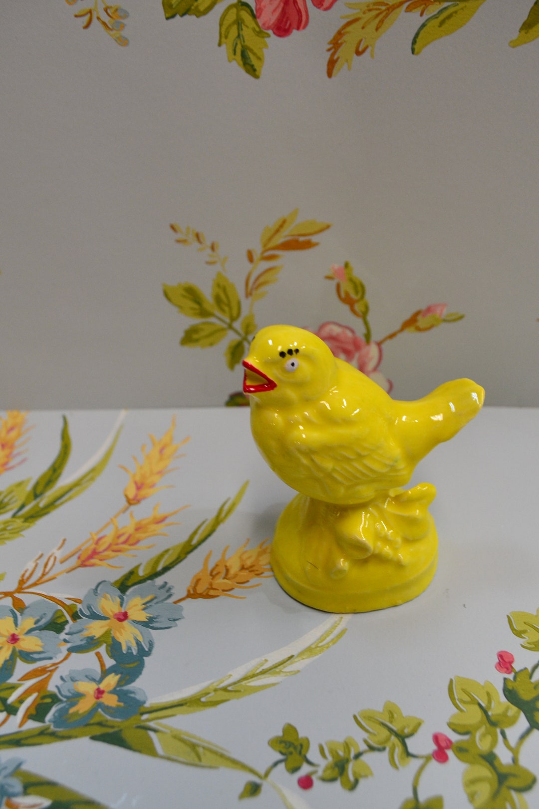 Handcrafted Ceramic Bright Yellow Bird Figurine Using Vintage Clay ...