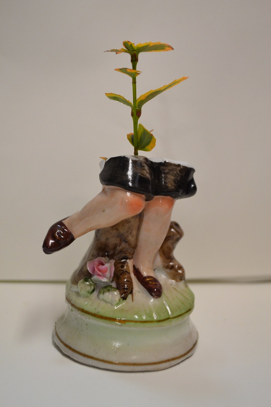 Ceramic Upcycled Vintage Figurine Vase - Etsy