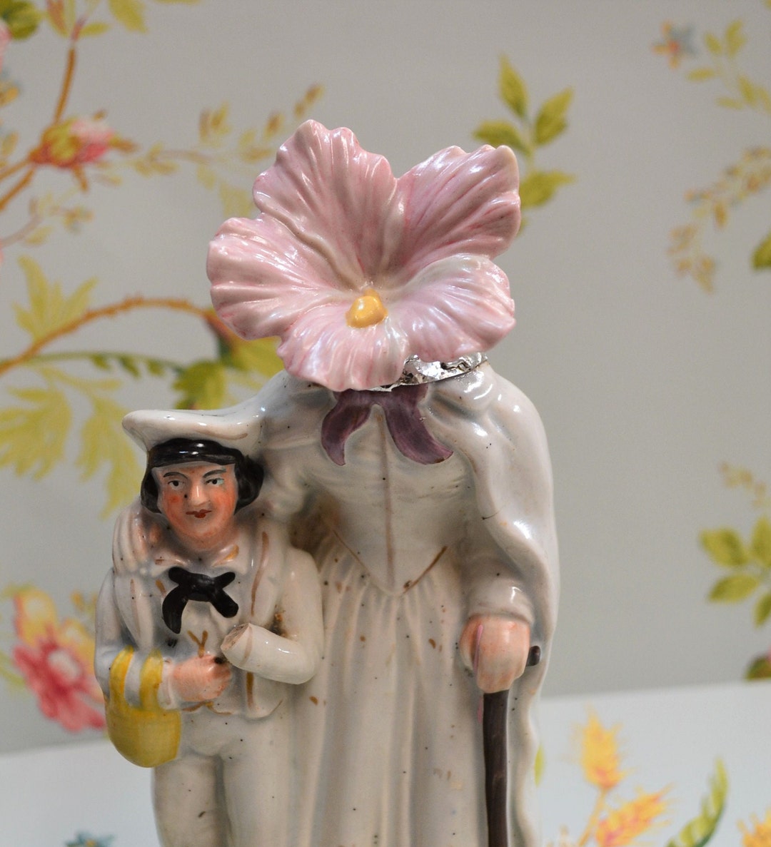 Altered Vintage Victorian Figurine: Ceramic Flower Face OOAK Knick ...