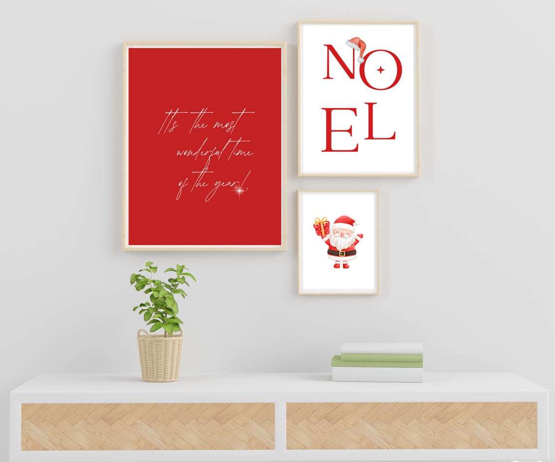Christmas Gallery Set of 04, Wall Decor, Holiday Wall Print, Digital ...