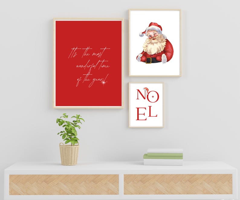 Christmas Gallery Set of 04, Wall Decor, Holiday Wall Print, Digital ...