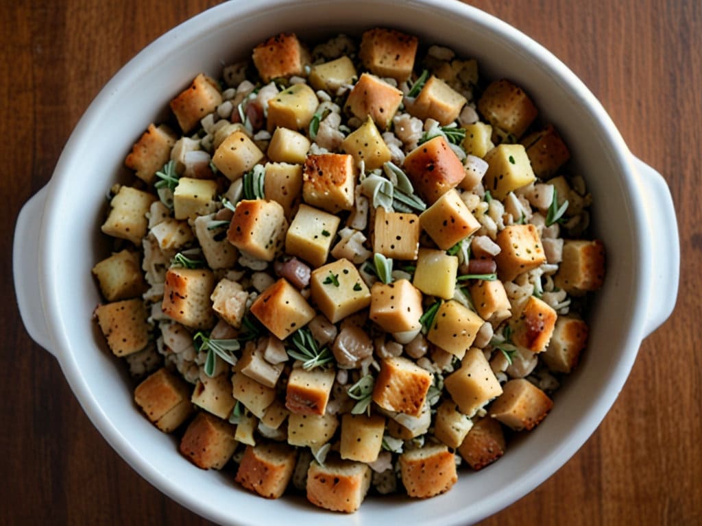 Thanksgiving Savory Herb Stuffing Recipe Card | Printable Holiday Side ...