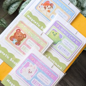 Cat Library Card Magnetic Bookmark - Cute Holographic Art - Etsy