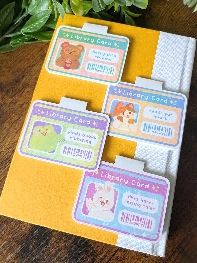 Frog Library Card Magnetic Bookmark - Cute Holographic Art - Etsy