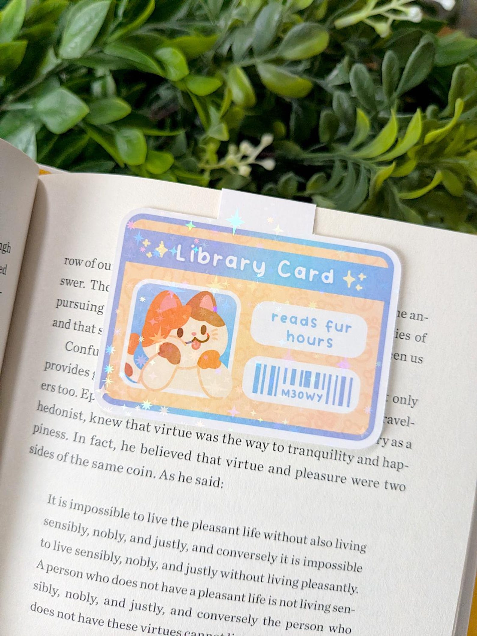 Cat Library Card Magnetic Bookmark - Cute Holographic Art - Etsy