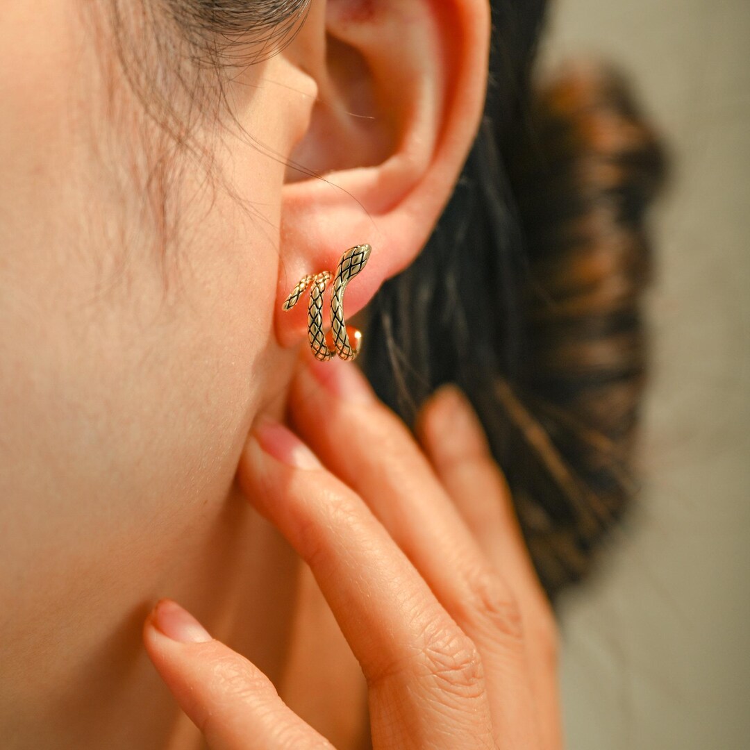 Snake Climbing Stud Earrings, Snake Delicate Earrings, Minimalist ...